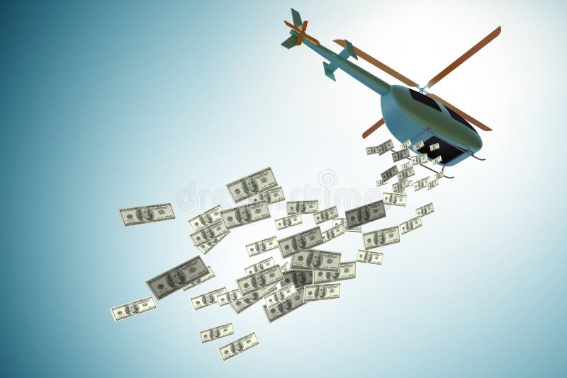 Concept of Helicopter Money in Economic Stimulation Stock Illustration ...