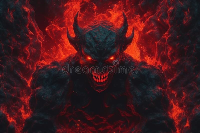 Concept of Hell. Fierce Flames and Raging Fire Surround a ...