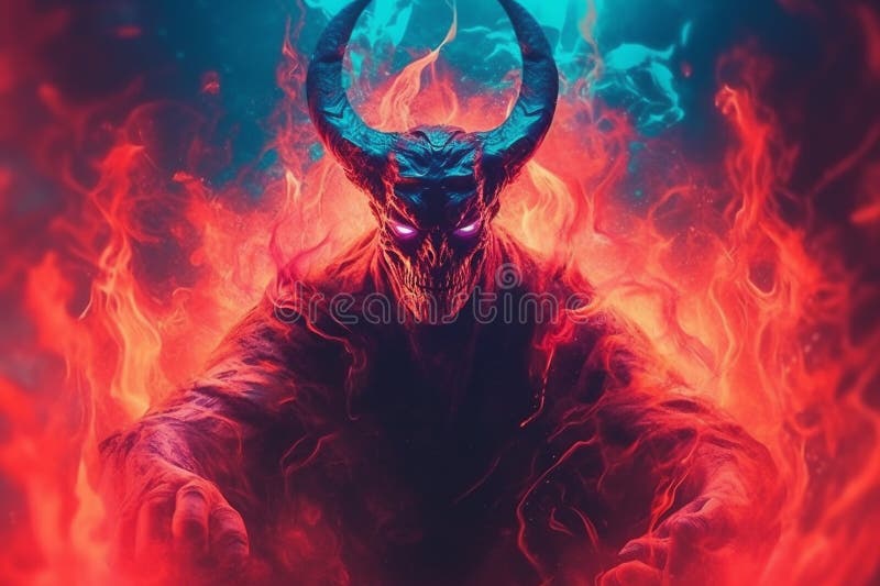 Concept of Hell. Fierce Flames and Raging Fire Surround a ...