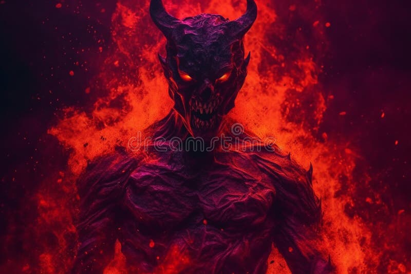 Concept of Hell. Fierce Flames and Raging Fire Surround a ...