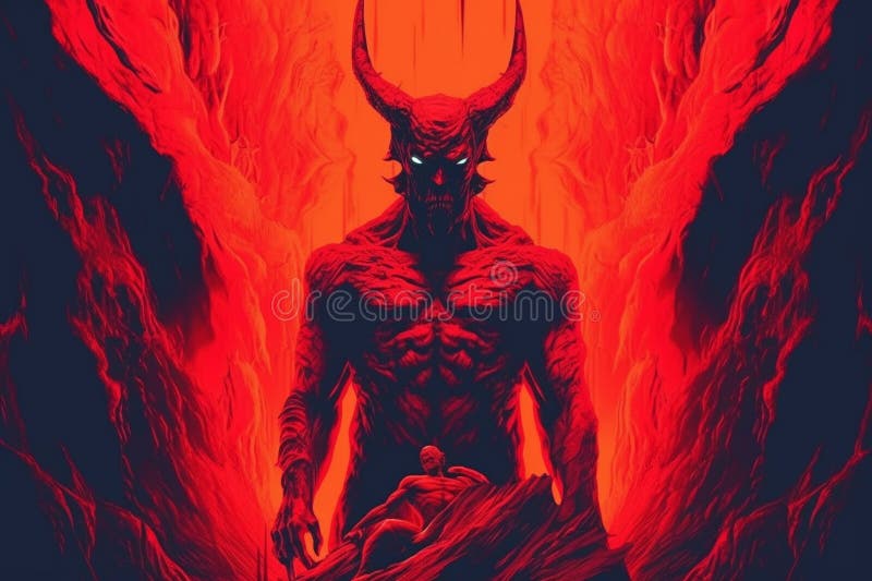 Concept of Hell. Fierce Flames and Raging Fire Surround a ...