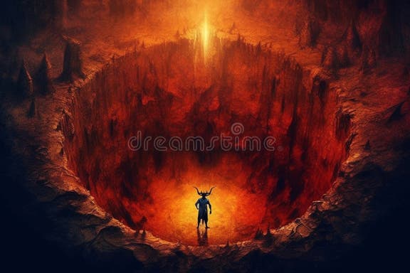 Concept of Hell. Fierce Flames and Raging Fire Surround a ...