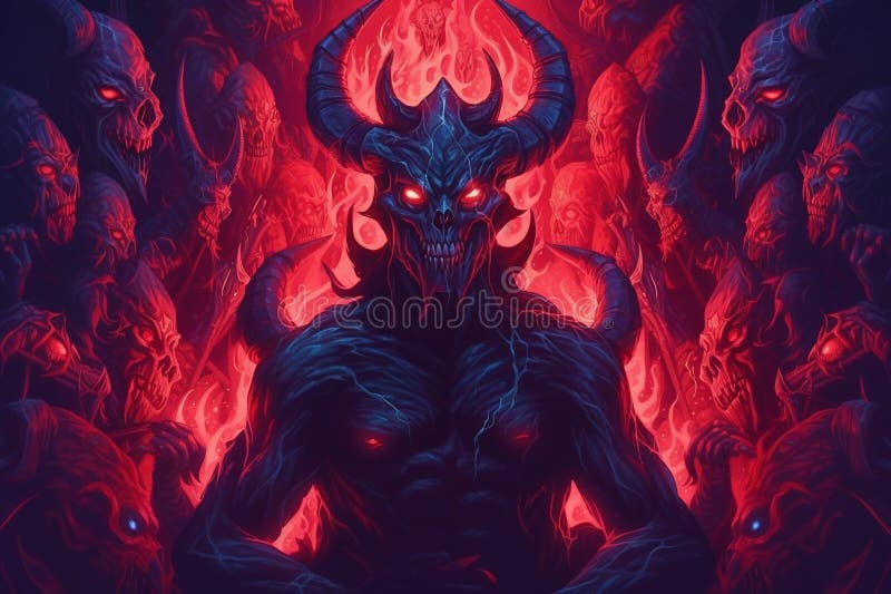Concept of Hell. Fierce Flames and Raging Fire Surround a ...