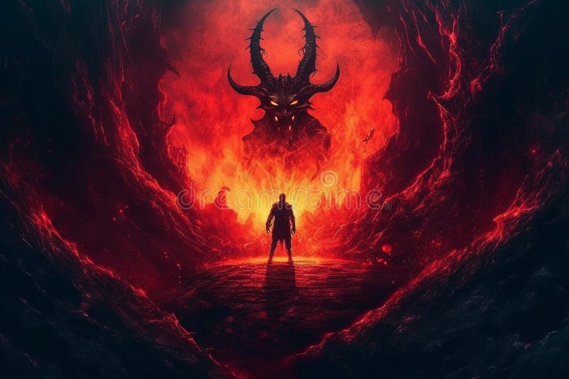 Concept of Hell. Fierce Flames and Raging Fire Surround a ...