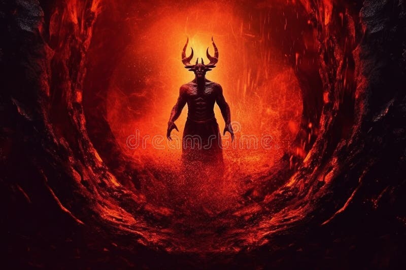 Concept of Hell. Fierce Flames and Raging Fire Surround a ...