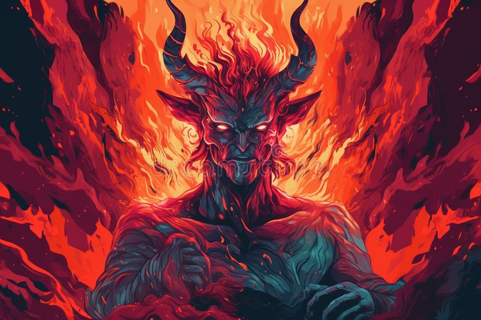 Concept of Hell. Fierce Flames and Raging Fire Surround a ...