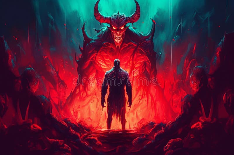 Concept of Hell. Fierce Flames and Raging Fire Surround a ...