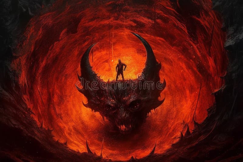 Concept of Hell. Fierce Flames and Raging Fire Surround a ...
