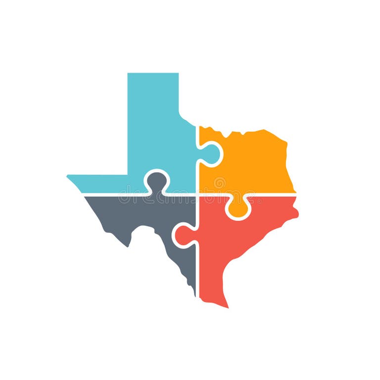 Texas Map Puzzle Logo Illustration Stock Illustration - Illustration of ...
