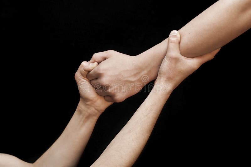 Concept of Help, Friendship. One Hand Raises the Other Two Hands on a ...