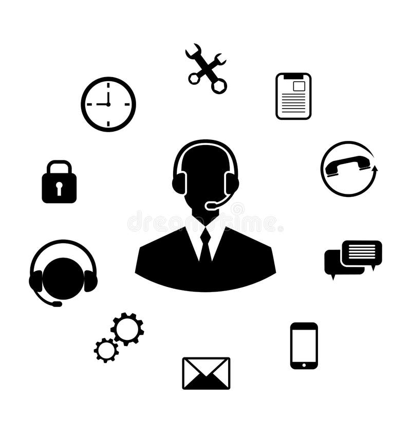 Vector Support, Call Center Icons Stock Vector - Illustration of icon ...