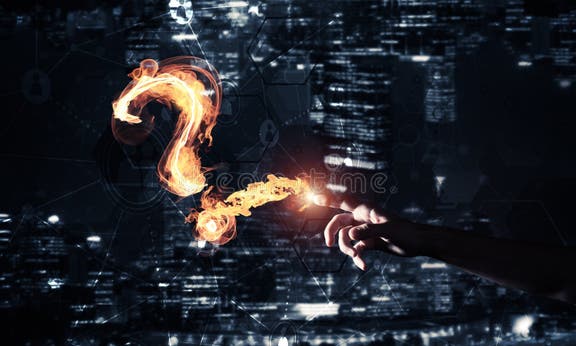 Concept of Help or Support with Fire Burning Question Mark Again Stock ...