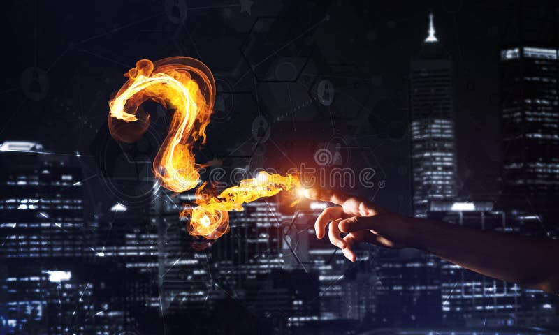 Concept of Help or Support with Fire Burning Question Mark Against ...