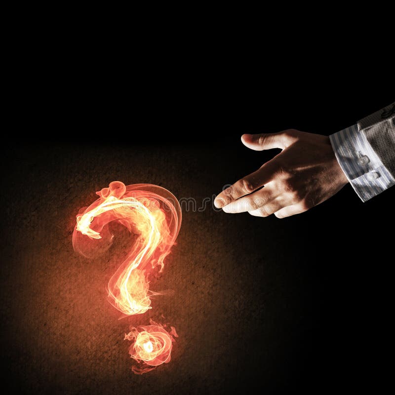 Concept of Help or Support with Fire Burning Question Mark Stock Photo ...