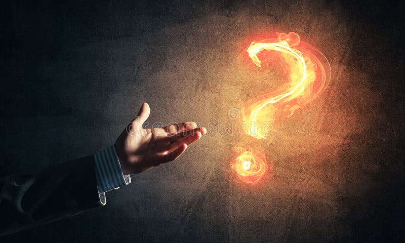 Concept of Help or Support with Fire Burning Question Mark Stock Image ...