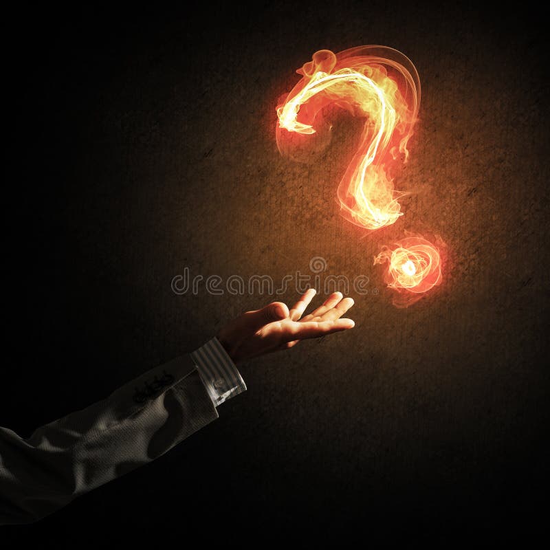 Concept of Help or Support with Fire Burning Question Mark Stock Photo ...