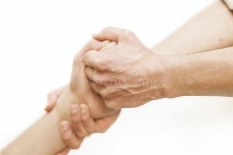 Concept of Help on a White Background. Two Hands Raise Another Hand ...