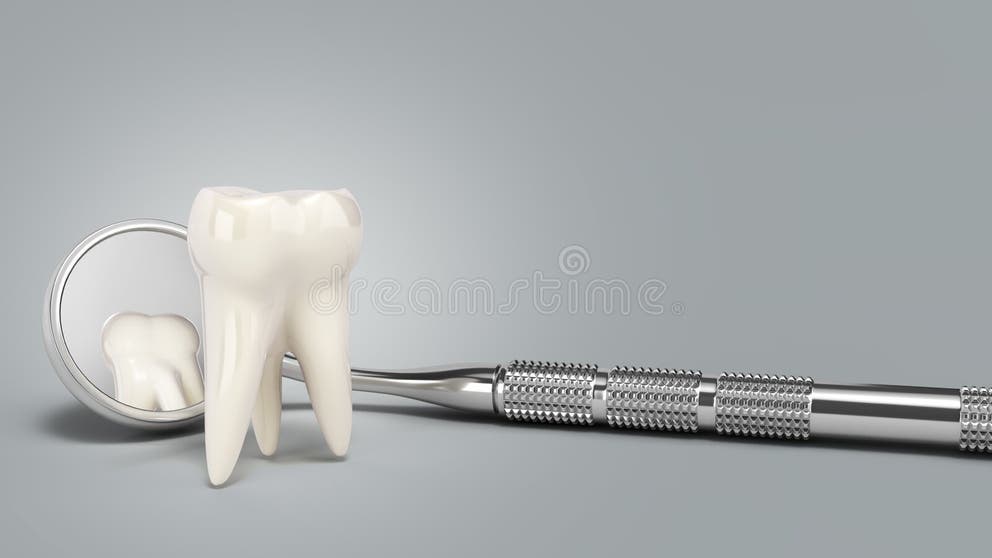 Concept of Hidden Tooth in Dental Mirror 3d Render on Grey Gradient ...