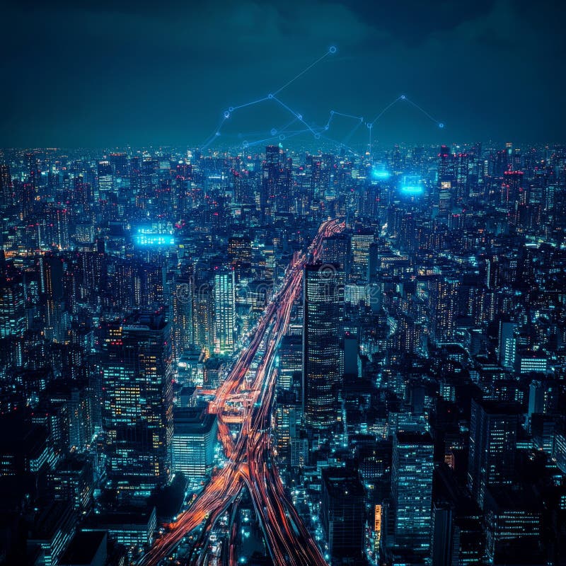 Spectacular Concept of High-speed in Futuristic City Digital Art 3D ...