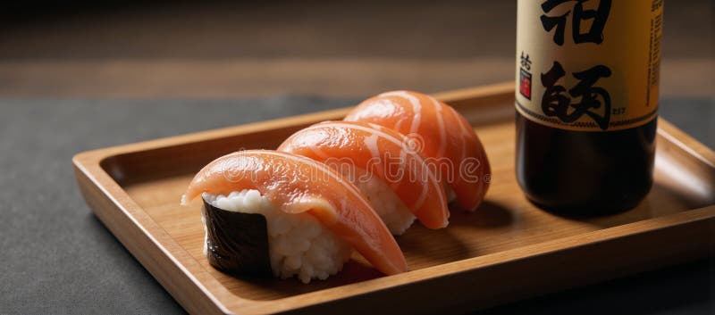 Highdefinition Image Featuring Photorealistic Sushi Roll and Sake ...