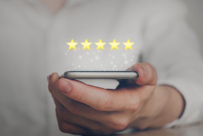 Concept of the Highest Rating of Five Stars Via Phone on the Internet ...