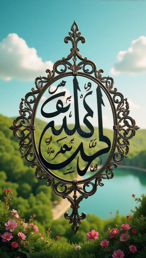 Highresolution Islamic Calligraphy Artwork on an Oil Painted Background ...