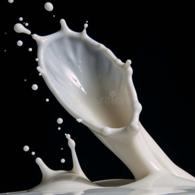 Highspeed Image of Dynamic Milk Splash Against Black Backdrop ...