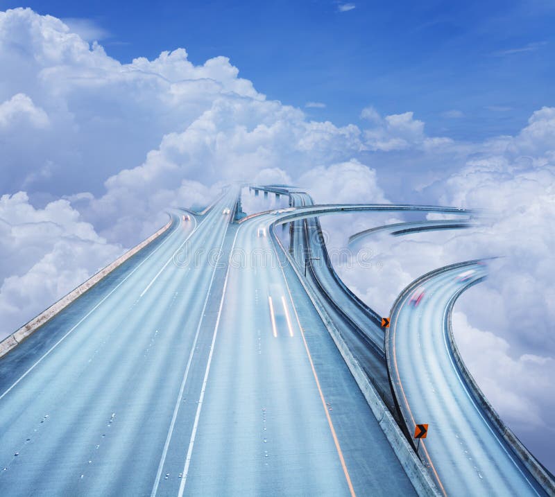 Concept of the Highway Intersection in Clouds Sky Stock Image - Image ...
