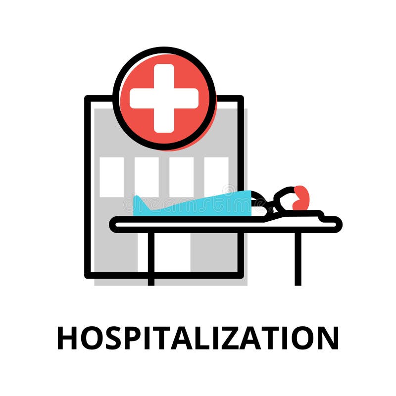 Concept of Hospitalization Icon, Modern Flat Editable Line Design ...