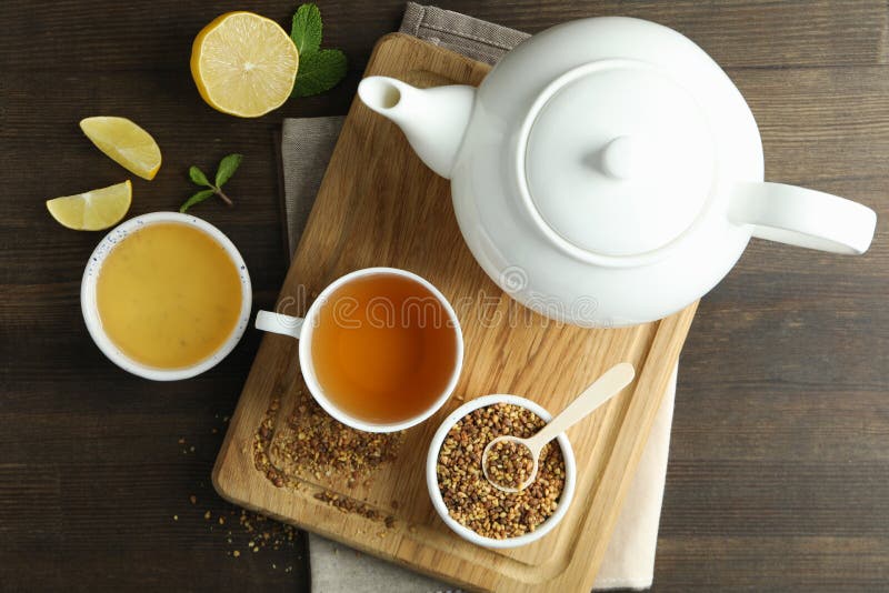 Concept of Hot Drink with Buckwheat Tea, Top View Stock Photo - Image ...