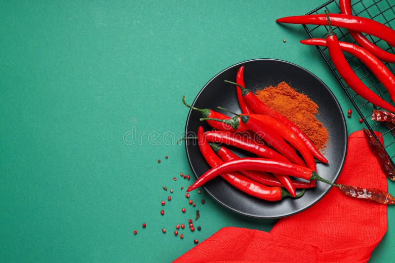 Concept of Hot and Spicy Ingredients - Red Hot Chili Pepper Stock Photo ...