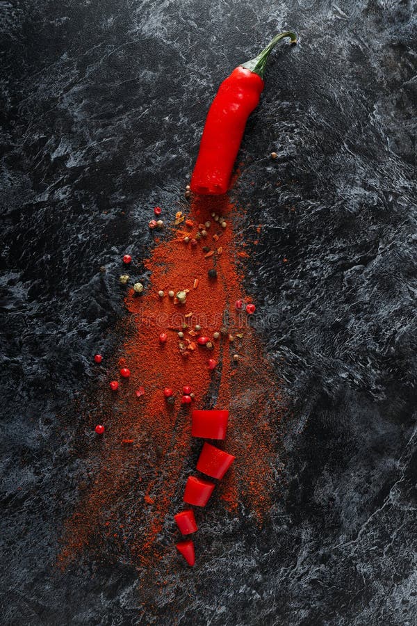 Concept of Hot and Spicy Ingredients - Red Hot Chili Pepper Stock Image ...