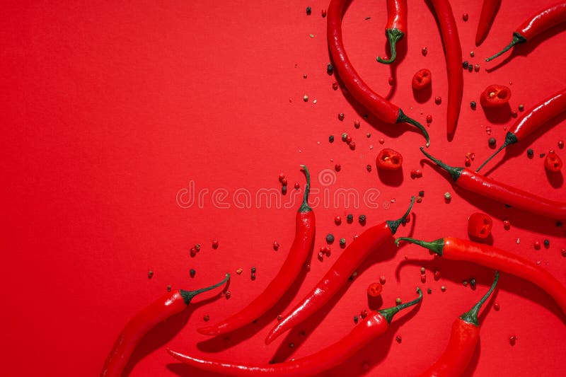 Concept of Hot and Spicy Ingredients - Red Hot Chili Pepper Stock Photo ...