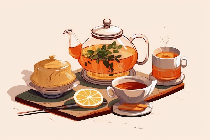 A Concept with Hot Tea and Leafs Created with Generative AI Technology ...