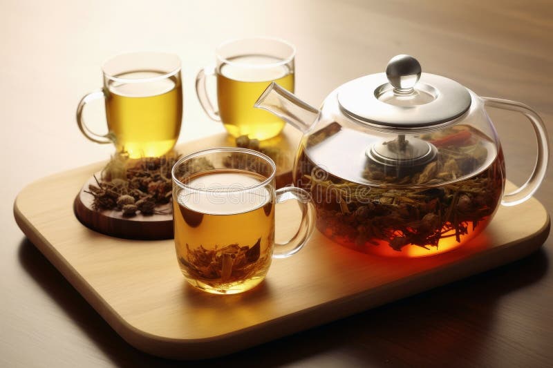 A Concept with Hot Tea and Leafs Created with Generative AI Technology ...