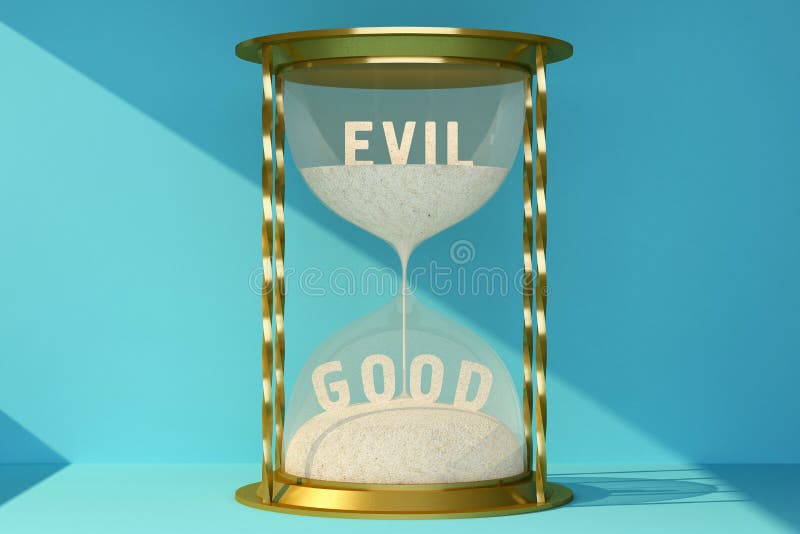 Concept Hourglass with Text Evil and Good Stock Illustration ...