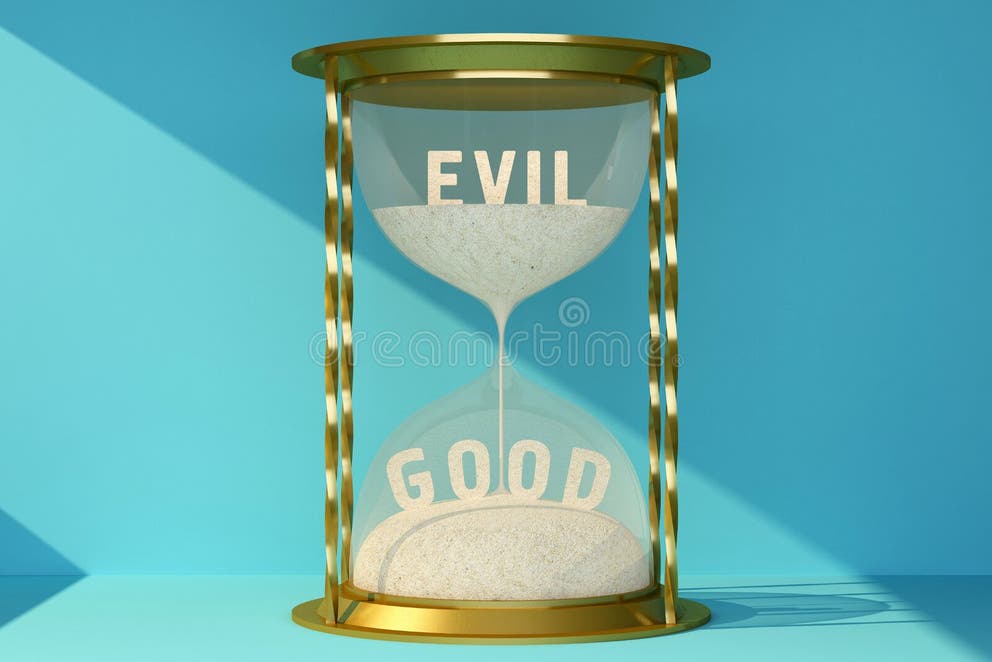 Concept Hourglass with Text Evil and Good Stock Illustration ...