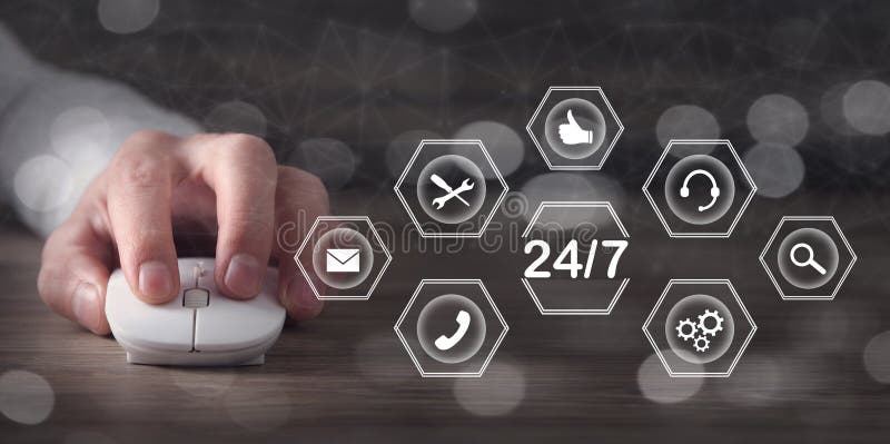 Concept of 24 7 Hours Online Service Stock Image - Image of online ...