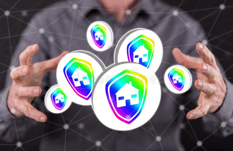 Concept of House, Family and Car Protection Coverage Stock Photo ...