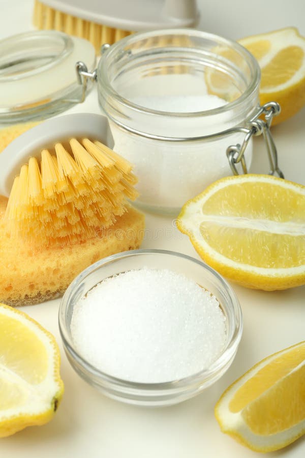 Concept of Household Cleaners with Lemon Acid Stock Photo - Image of ...