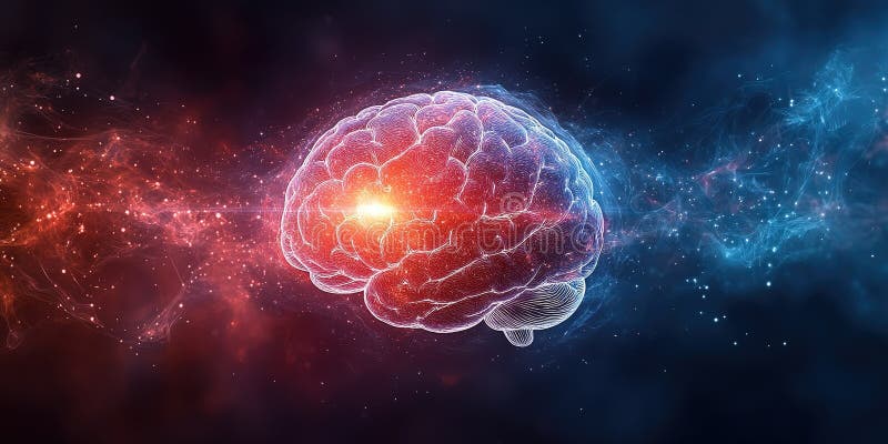 Concept of Human Brain with Cosmic Elements Illustrating Intelligence ...