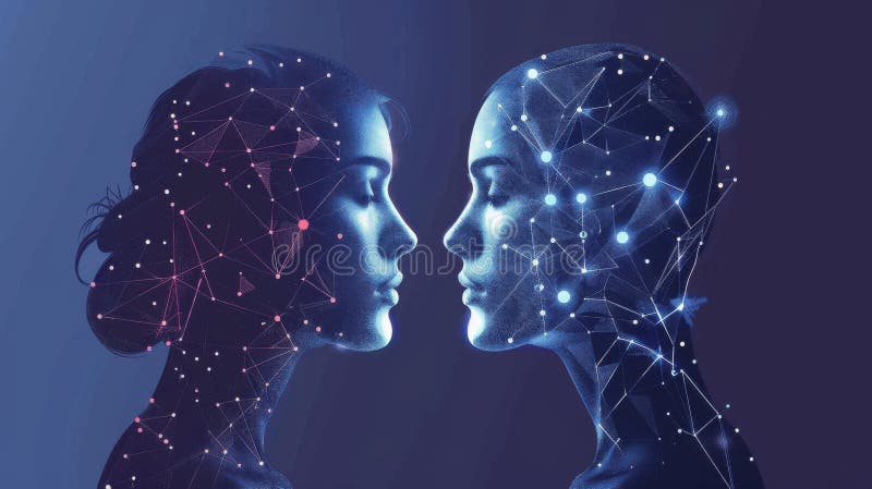 The Concept of Human Interaction with Artificial Intelligence. Stock ...