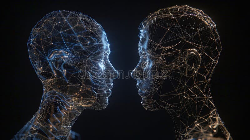 The Concept of Human Interaction with Artificial Intelligence. Stock ...