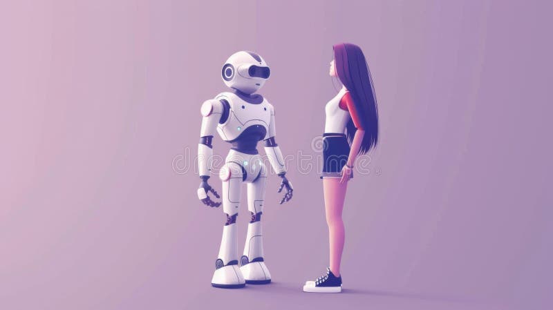 The Concept of Human Interaction with Artificial Intelligence. Stock ...