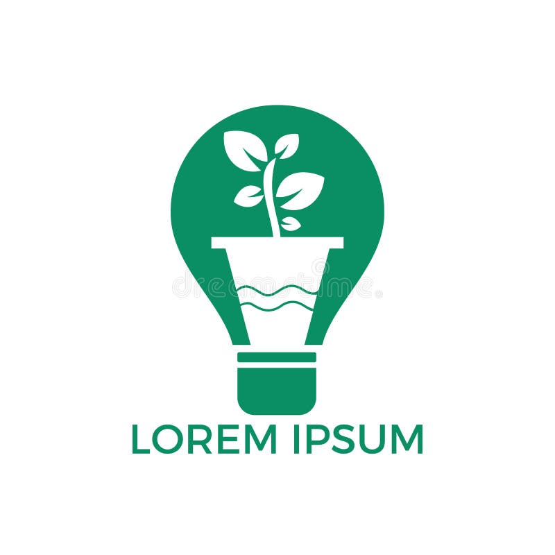 Light Bulb and Plant in a Pot Concept Logo Design. Stock Vector ...