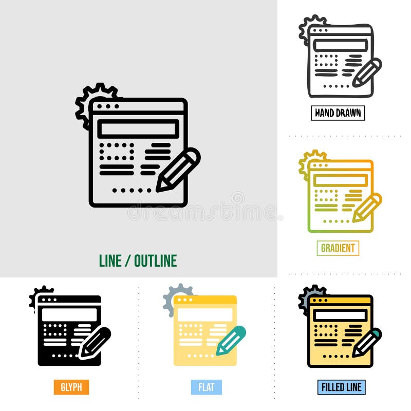 Concept Icon in Six Different Styles, Based on Outline Style, Seo Icon ...