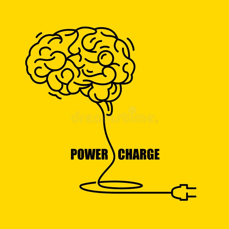 Concept of Idea with Brain and Power Charger Stock Vector ...