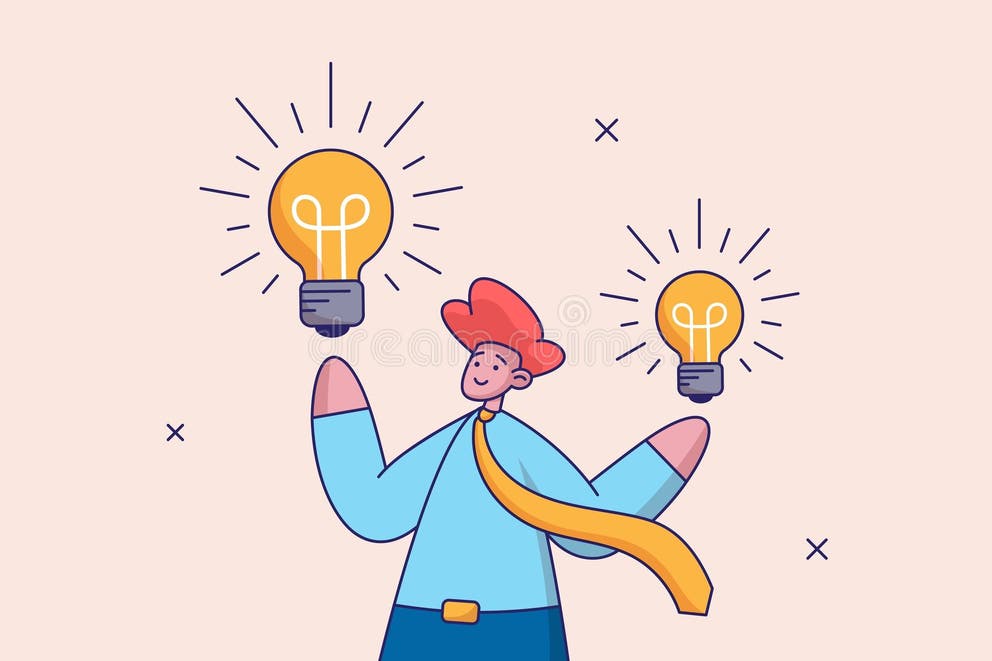 Concept of Idea, Brainstorm, Thinking, Solution, Eureka, Bingo. Man ...