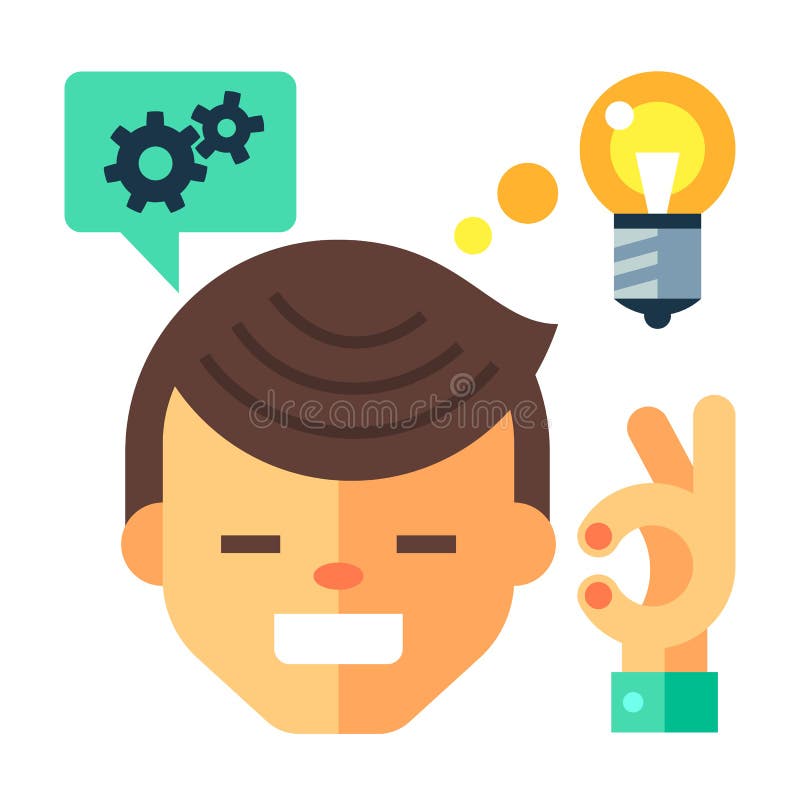 Concept idea, happy man. stock vector. Illustration of hand - 52179728