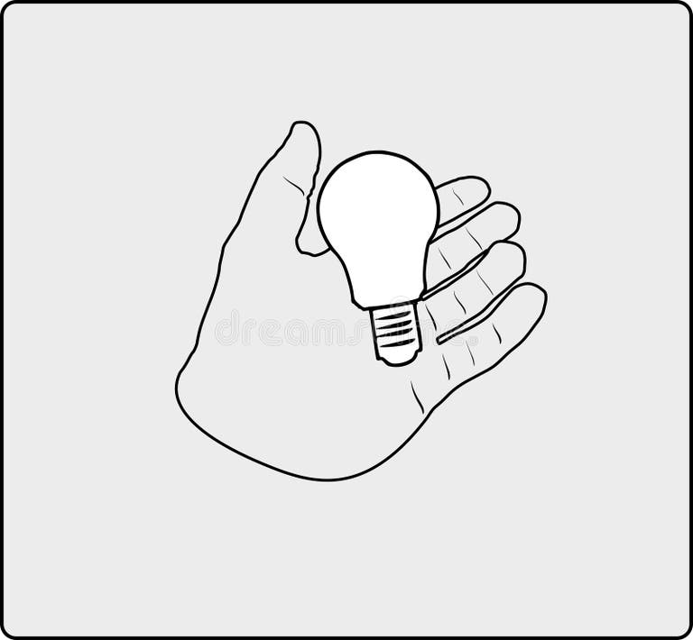 Light bulb in hand icon stock illustration. Illustration of creativity ...